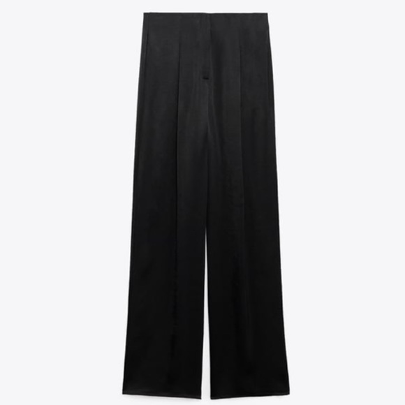 Zara | Pants & Jumpsuits | Nwt Zara Satin Effect Full Length Wide ...